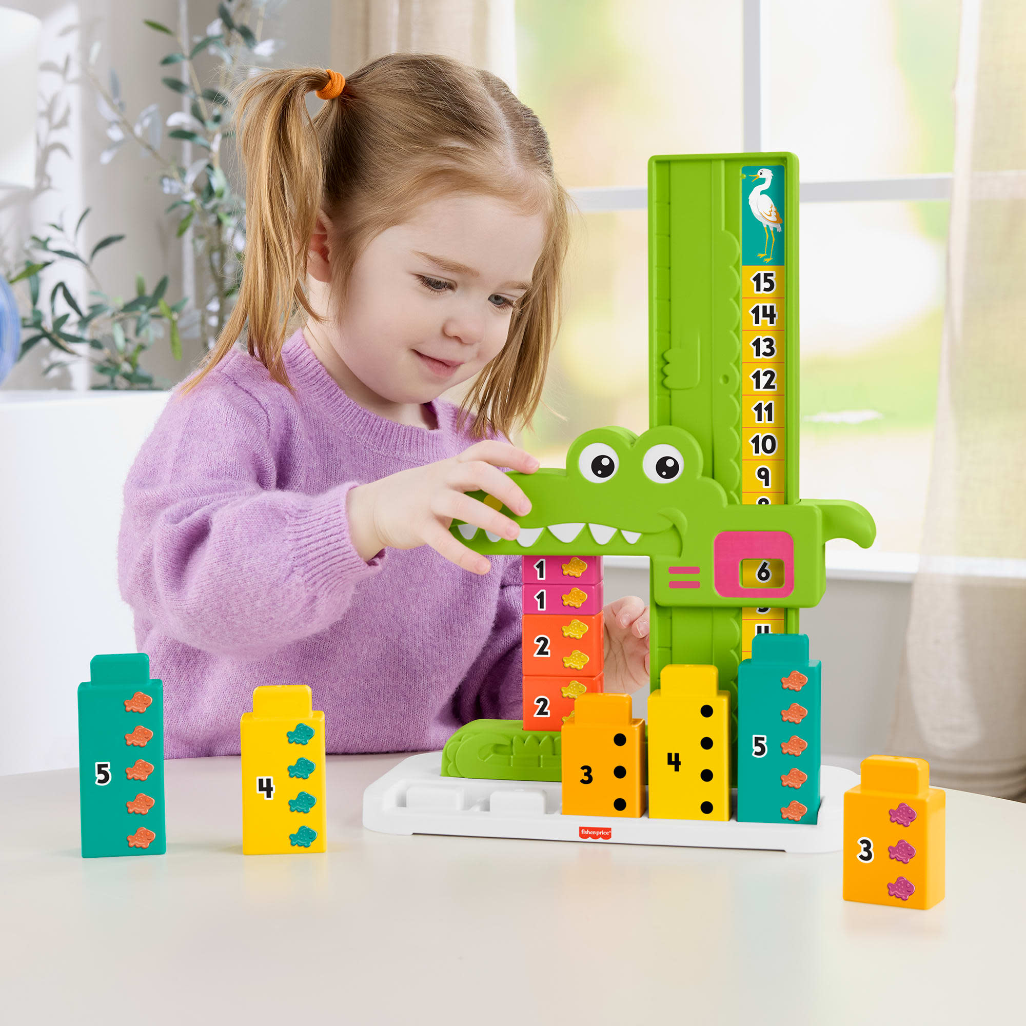 Fisher-Price Adding Alligator Educational Toy with 10 Stacking Blocks ...